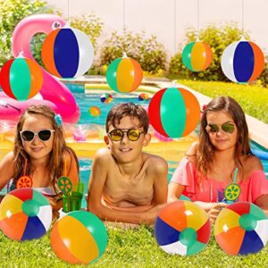 36 Pcs 8 Inch Beach Ball Decoration Summer Beach Ball with Hanging Rope and Hooks Inflatable Pool Ball Blow up Sport Ball Toy for Water Games Hawaiian Party Ornament