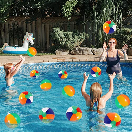 36 Pcs 8 Inch Beach Ball Decoration Summer Beach Ball with Hanging Rope and Hooks Inflatable Pool Ball Blow up Sport Ball Toy for Water Games Hawaiian Party Ornament