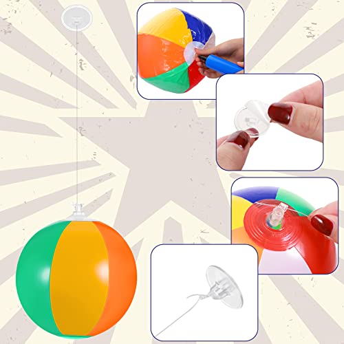 36 Pcs 8 Inch Beach Ball Decoration Summer Beach Ball with Hanging Rope and Hooks Inflatable Pool Ball Blow up Sport Ball Toy for Water Games Hawaiian Party Ornament