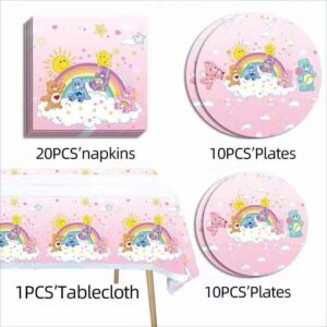 41 pcs care cute bear Themed Party Supplies, 20 Plates, 20 Napkins and 1 Tablecloth,care cute bear Birthday Party Decorations for Boys and Girls