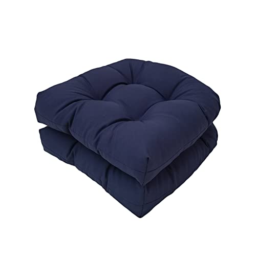 Srutirbo Outdoor Chair Seat Cushions Set of 2, Waterproof 19" x 19"U-Shaped Patio Chair Cushions for Indoor/Outdoor Wicker Chair Rocking Chairs, Garden Furniture Kitchen Dining Room (Navy Blue)