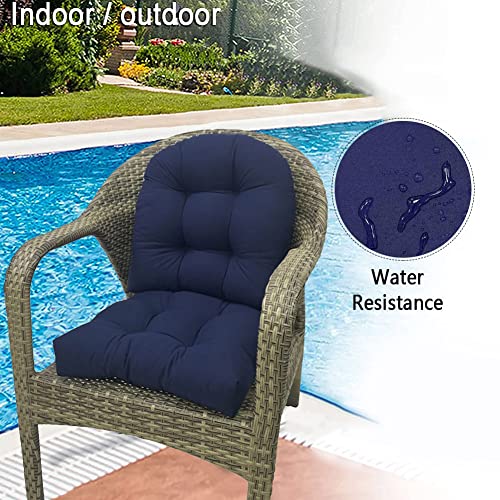 Srutirbo Outdoor Chair Seat Cushions Set of 2, Waterproof 19" x 19"U-Shaped Patio Chair Cushions for Indoor/Outdoor Wicker Chair Rocking Chairs, Garden Furniture Kitchen Dining Room (Navy Blue)