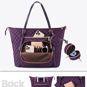 LOVEVOOK Diaper Bag Tote, Large Travel Baby Diaper Bag with Pacifier Holder and Changing Pad, Quilted Diaper Tote for Baby, Waterproof Mommy Bag for Hospital, Stylish & Multifunction, Purple