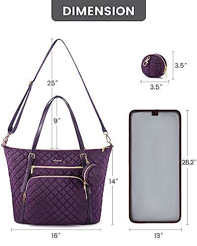 LOVEVOOK Diaper Bag Tote, Large Travel Baby Diaper Bag with Pacifier Holder and Changing Pad, Quilted Diaper Tote for Baby, Waterproof Mommy Bag for Hospital, Stylish & Multifunction, Purple