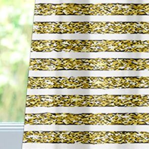 Funnywall88 Curtain Valance for Kitchen, White Gold Stripes Small Window Treatment Valance Curtains Rod Pocket Valances for Living Room,Dining Room,Bedroom,Kitchen Valance 54"x18"