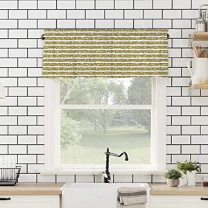 Funnywall88 Curtain Valance for Kitchen, White Gold Stripes Small Window Treatment Valance Curtains Rod Pocket Valances for Living Room,Dining Room,Bedroom,Kitchen Valance 54"x18"