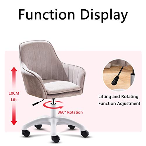 Chair Office Desk Chair Ergonomic Home Office Furniture Swivel Office Chair Velvet Fabric Upholstered Desk Chair 360° Swivel Height Adjustable, Ergonomic Mid Back Computer Desk Chair, with Armrest and