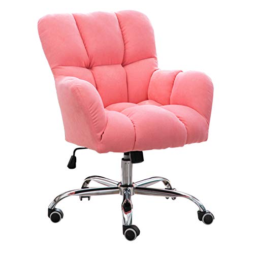 ECBETCR Chair Desk Office Chair Home Home Office Chair with Middle Back, Modern Design Velvet Desk Task Chair with Arms, Girls Cute Bedroom Leisure Pink Computer Chair