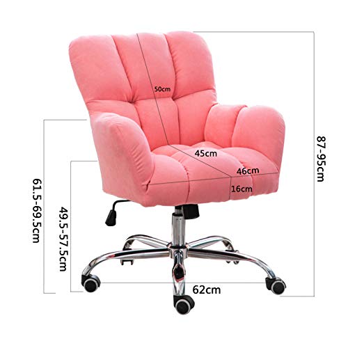 ECBETCR Chair Desk Office Chair Home Home Office Chair with Middle Back, Modern Design Velvet Desk Task Chair with Arms, Girls Cute Bedroom Leisure Pink Computer Chair