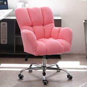 ECBETCR Chair Desk Office Chair Home Home Office Chair with Middle Back, Modern Design Velvet Desk Task Chair with Arms, Girls Cute Bedroom Leisure Pink Computer Chair