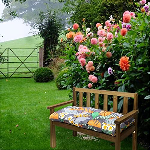 Outdoor Bench Cushion 48"x20", Waterproof Patio Cushions 3 Seaters Swing Cushion Replacement with Ties, for Garden Patio Furniture Lounger Bench (Flower, 48x20 in)