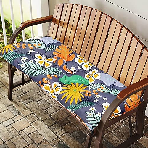 Outdoor Bench Cushion 48"x20", Waterproof Patio Cushions 3 Seaters Swing Cushion Replacement with Ties, for Garden Patio Furniture Lounger Bench (Flower, 48x20 in)