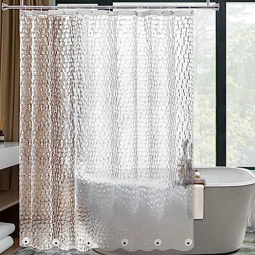 YellyHommy EVA Clear Shower Curtain Liner, Water Repellent Shower Curtain for Bathroom Shower Stall, Water Cube, 72x72 Inches