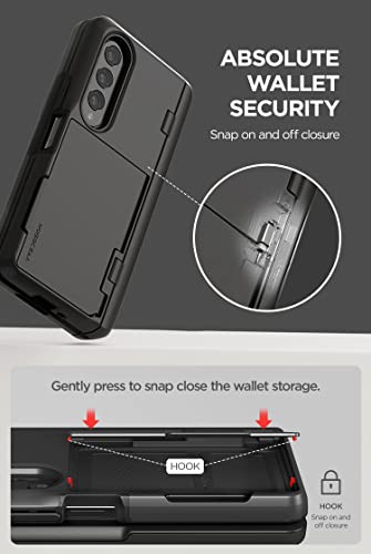 VRS DESIGN Terra Guard Modern GO S Phone Case for Galaxy Z Fold 4 5G (2022), Premium Modern Neat Style Hinge Protection Card Case with S Pen Compartment (Matte Black/Renewed)