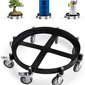 Drum Dolly for 55 Gallon Drums,Barrel Dolly Heavy Duty Steel Frame with 5 Swivel Caster Wheels, Drum cart with Brake for workshops, Factories, Warehouses (55 Gallon 8 Wheels)