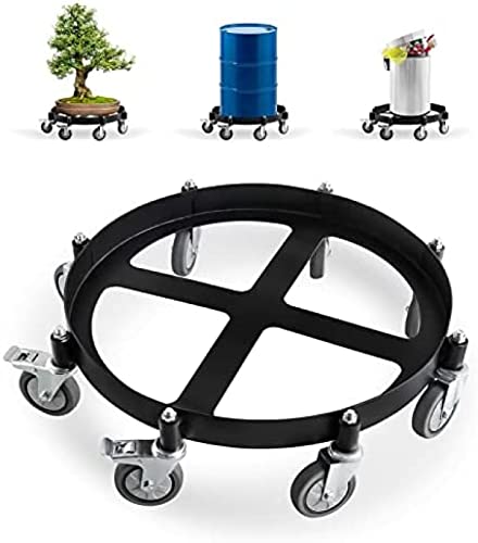 Drum Dolly for 55 Gallon Drums,Barrel Dolly Heavy Duty Steel Frame with 5 Swivel Caster Wheels, Drum cart with Brake for workshops, Factories, Warehouses (55 Gallon 8 Wheels)