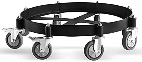 Drum Dolly for 55 Gallon Drums,Barrel Dolly Heavy Duty Steel Frame with 5 Swivel Caster Wheels, Drum cart with Brake for workshops, Factories, Warehouses (55 Gallon 8 Wheels)