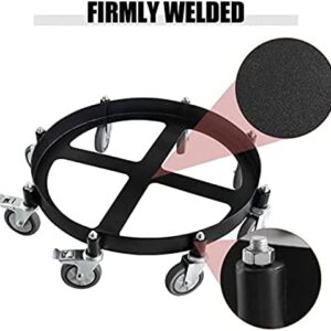 Drum Dolly for 55 Gallon Drums,Barrel Dolly Heavy Duty Steel Frame with 5 Swivel Caster Wheels, Drum cart with Brake for workshops, Factories, Warehouses (55 Gallon 8 Wheels)