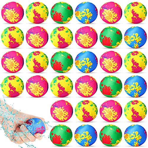 Leitee 60 Pcs 2 Inch Water Balls Reusable Pool Balls Mini Sponge Water Balls for Swimming Pool Absorbent Water Balls for Water Activities Beach Soaking Games Toys Party Favors Summer