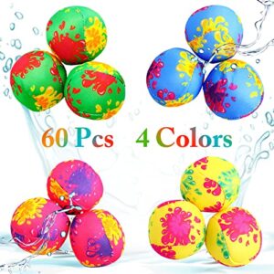 Leitee 60 Pcs 2 Inch Water Balls Reusable Pool Balls Mini Sponge Water Balls for Swimming Pool Absorbent Water Balls for Water Activities Beach Soaking Games Toys Party Favors Summer