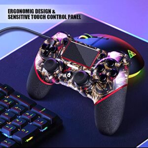 AceGamer Wireless Controller for PS4, Custom Design V2 Gamepad Joystick for PS4 with Non-Slip Grip of Both Sides and 3.5mm Audio Jack! Thumb Caps Included! (Gold Skull)