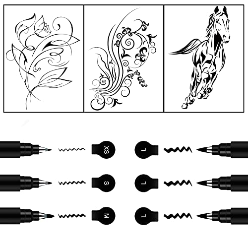 Brusarth Calligraphy Pens, Calligraphy Pens for Writing,Brush Pens Calligraphy Set for Beginners, Hand Lettering Pens, 4 Size(6 Pack)