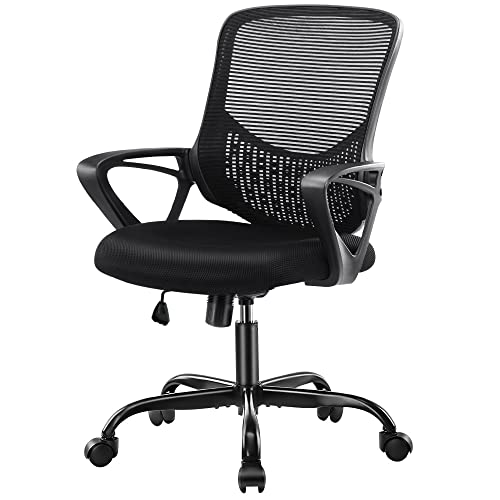 Office Chair, Ergonomic Desk Chair, Home Office Desk Chair, Mid Back Mesh Computer Chair, Swivel Rolling Task Chair with Lumbar Support and Armrests