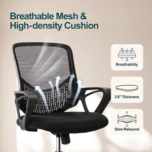 Office Chair, Ergonomic Desk Chair, Home Office Desk Chair, Mid Back Mesh Computer Chair, Swivel Rolling Task Chair with Lumbar Support and Armrests