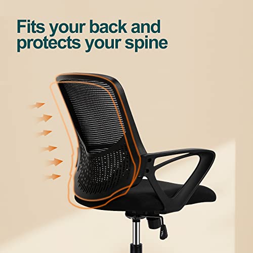 Office Chair, Ergonomic Desk Chair, Home Office Desk Chair, Mid Back Mesh Computer Chair, Swivel Rolling Task Chair with Lumbar Support and Armrests