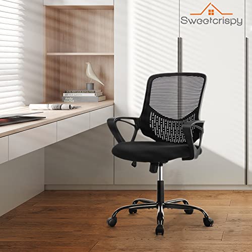 Office Chair, Ergonomic Desk Chair, Home Office Desk Chair, Mid Back Mesh Computer Chair, Swivel Rolling Task Chair with Lumbar Support and Armrests