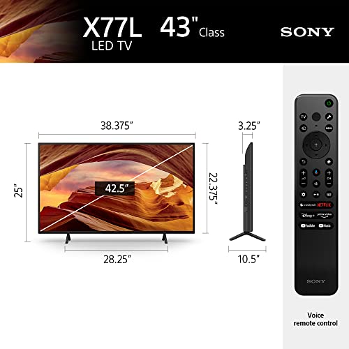 Sony 43 Inch 4K Ultra HD TV X77L Series: LED Smart Google TV KD43X77L- 2023 Model, Black