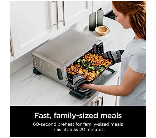 Ninja SP251Q Digital Air Fry Pro Countertop 10-in-1 Smart Oven w/Temperature Probe, Extended Height, XL Capacity, Flip Up Storage, w/Air Fry Basket, Wire Rack & Crumb Tray (Renewed) (Navy)