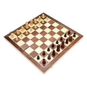 ruvoo chess game chess set chess board 11" wooden folding chess boards, handcrafted portable travel chess game for beginner tournament chess board set board game