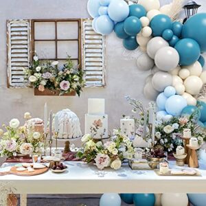 RUBFAC Slate Blue Balloon Arch Kit, Pastel Blue Gray Sand White Latex Party Balloons for Wedding Reception Banquet Engagement Bridal Shower Decoration