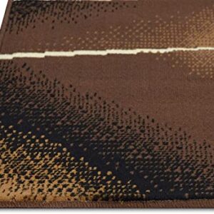 Champion Rugs Indoor Abstract Lines Brick Geometric Fabric Brown Area Rug Carpet (7’ 8” X 10’ 8”)