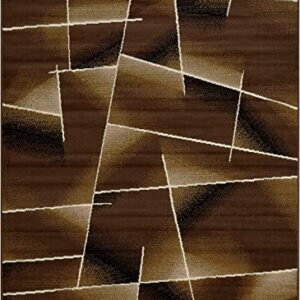 Champion Rugs Indoor Abstract Lines Brick Geometric Fabric Brown Area Rug Carpet (7’ 8” X 10’ 8”)