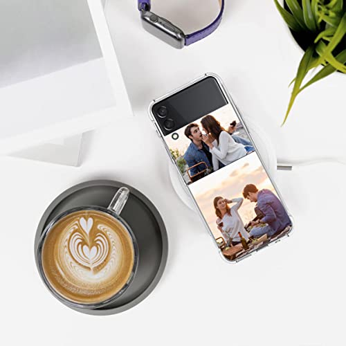 SuSuTiFy Custom Photo Phone Case for Samsung Galaxy Z Flip 3,Personalized Picture/Text,Slim Soft Black Cover,Unique Niche Gift for Couple Family Friends