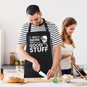 Kaidouma Funny Grilling Aprons for Men - I Only Smoke the Good Stuff - Men’s Funny Cooking Chef Grill BBQ Aprons with 2 Pockets - Funny Birthday Father's Day Christmas Gifts for Dad, Husband, Him