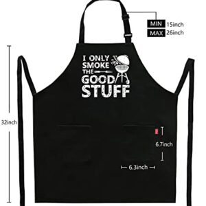 Kaidouma Funny Grilling Aprons for Men - I Only Smoke the Good Stuff - Men’s Funny Cooking Chef Grill BBQ Aprons with 2 Pockets - Funny Birthday Father's Day Christmas Gifts for Dad, Husband, Him