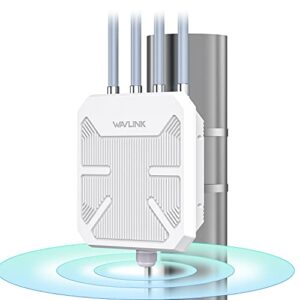 wavlink outdoor wifi 6 extender ax1800 high power outdoor weatherproof wifi range extender access point with passive/active poe, dual band 2.4ghz+5ghz, 4x8dbi detachable antenna