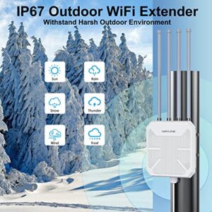 WAVLINK Outdoor WiFi 6 Extender AX1800 High Power Outdoor Weatherproof WiFi Range Extender Access Point with Passive/Active POE, Dual Band 2.4GHz+5GHz, 4x8dBi Detachable Antenna