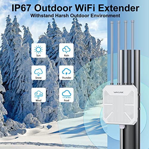 WAVLINK Outdoor WiFi 6 Extender AX1800 High Power Outdoor Weatherproof WiFi Range Extender Access Point with Passive/Active POE, Dual Band 2.4GHz+5GHz, 4x8dBi Detachable Antenna