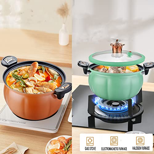 Micro Pressure Cooker Maifan Stone Soup Pot Pumpkin Shaped Non-Stick Pot Multi-Function Micro Pressure Cooking Pot Gas Stove/Open Fire Induction Cooker Universal Stew Pot (Orange)