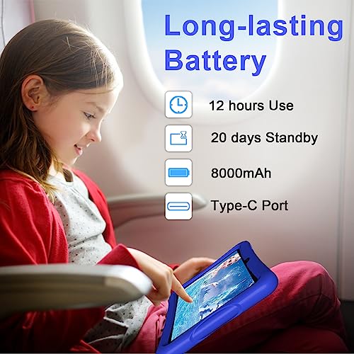 VNEIMQN Kids Tablet, 10 Inch Tablet for Kids, RAM 4GB+64GB ROM Android 12, WiFi 6, 12H Battery, Toddler Tablet, Parental Control, 2-Year Guarantee, 1280*800 HD Display, Dual Camera with case Included