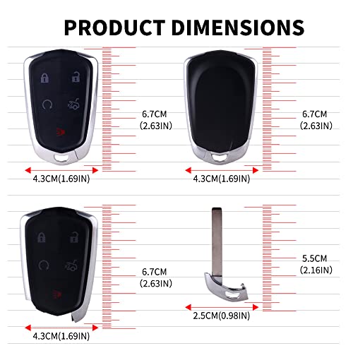 Keyless Remote Car Start 5B Raryloy Smart Key Fob for Cadillac XTS 2016-2019 ; CT6 2016-2020 ; ATS/CTS 2017-2019；XT5 2017-2020 ; XT4 2019-2020 FCCID: HYQ2EB 433.92Mhz