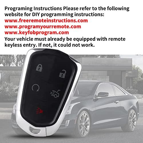 Keyless Remote Car Start 5B Raryloy Smart Key Fob for Cadillac XTS 2016-2019 ; CT6 2016-2020 ; ATS/CTS 2017-2019；XT5 2017-2020 ; XT4 2019-2020 FCCID: HYQ2EB 433.92Mhz