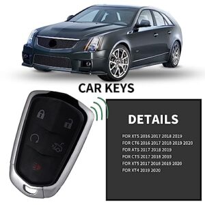 Keyless Remote Car Start 5B Raryloy Smart Key Fob for Cadillac XTS 2016-2019 ; CT6 2016-2020 ; ATS/CTS 2017-2019；XT5 2017-2020 ; XT4 2019-2020 FCCID: HYQ2EB 433.92Mhz