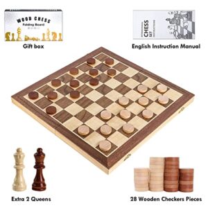 Colawind Chess Set Travel Chess Set,Chess and Checkers Game Set,15" Magnetic Chess Sets with 2 Extra Queens,Checkers Game for Kids & Adults