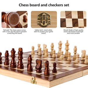 Colawind Chess Set Travel Chess Set,Chess and Checkers Game Set,15" Magnetic Chess Sets with 2 Extra Queens,Checkers Game for Kids & Adults