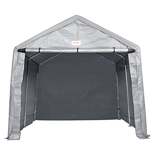 VEVOR Portable Outdoor Storage Shelter Shed, 8 x 14 x 7.6 ft Heavy Duty All-Season Instant Storage Tent Garage Sheds with Roll-up Zipper Door and Ventilated Windows for Motorcycle, Bike, Garden Tools